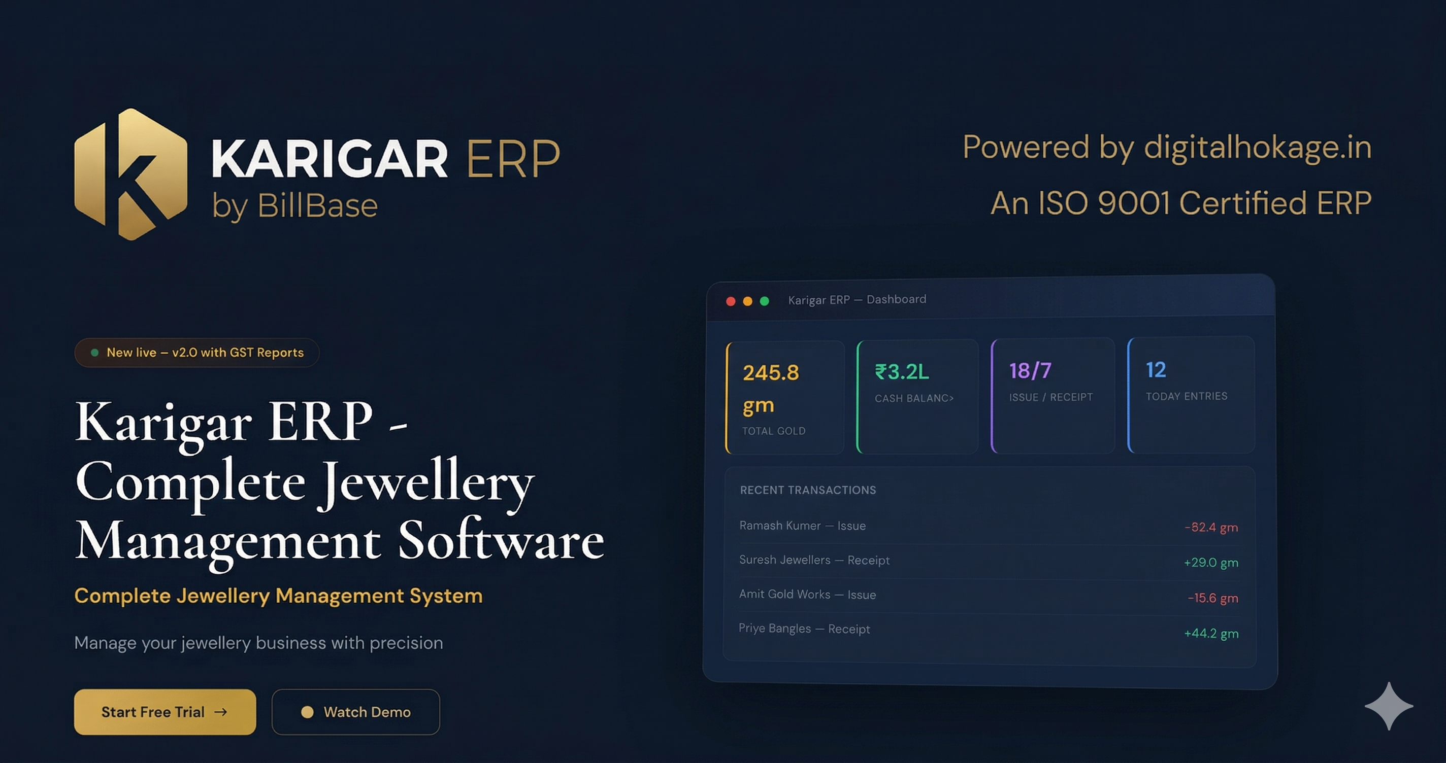 Karigar ERP - Jewellery Management Software | BillBase by Digital Hokage